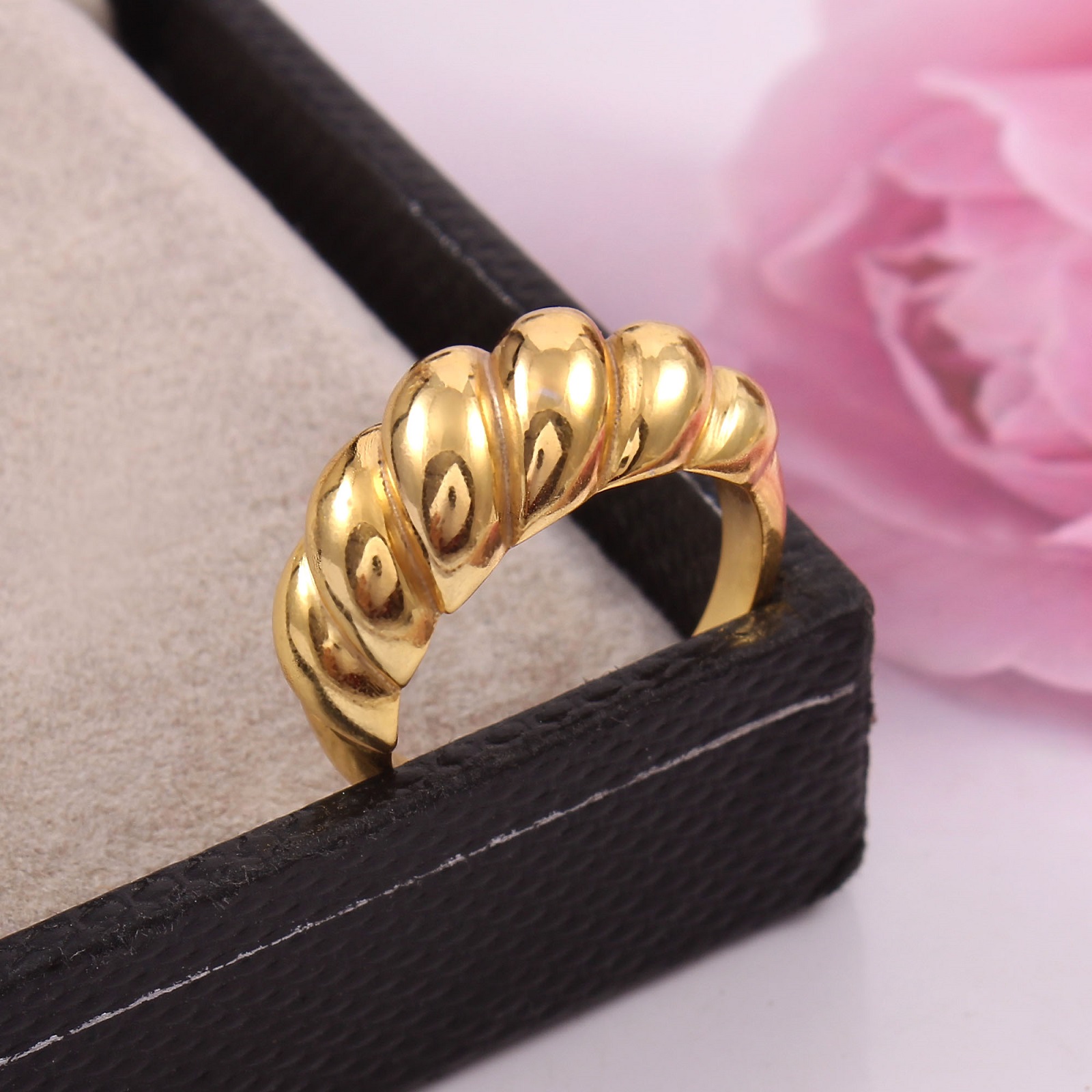 Adjustable 925 Sterling Silver Women Croissant Pattern Ring ...
