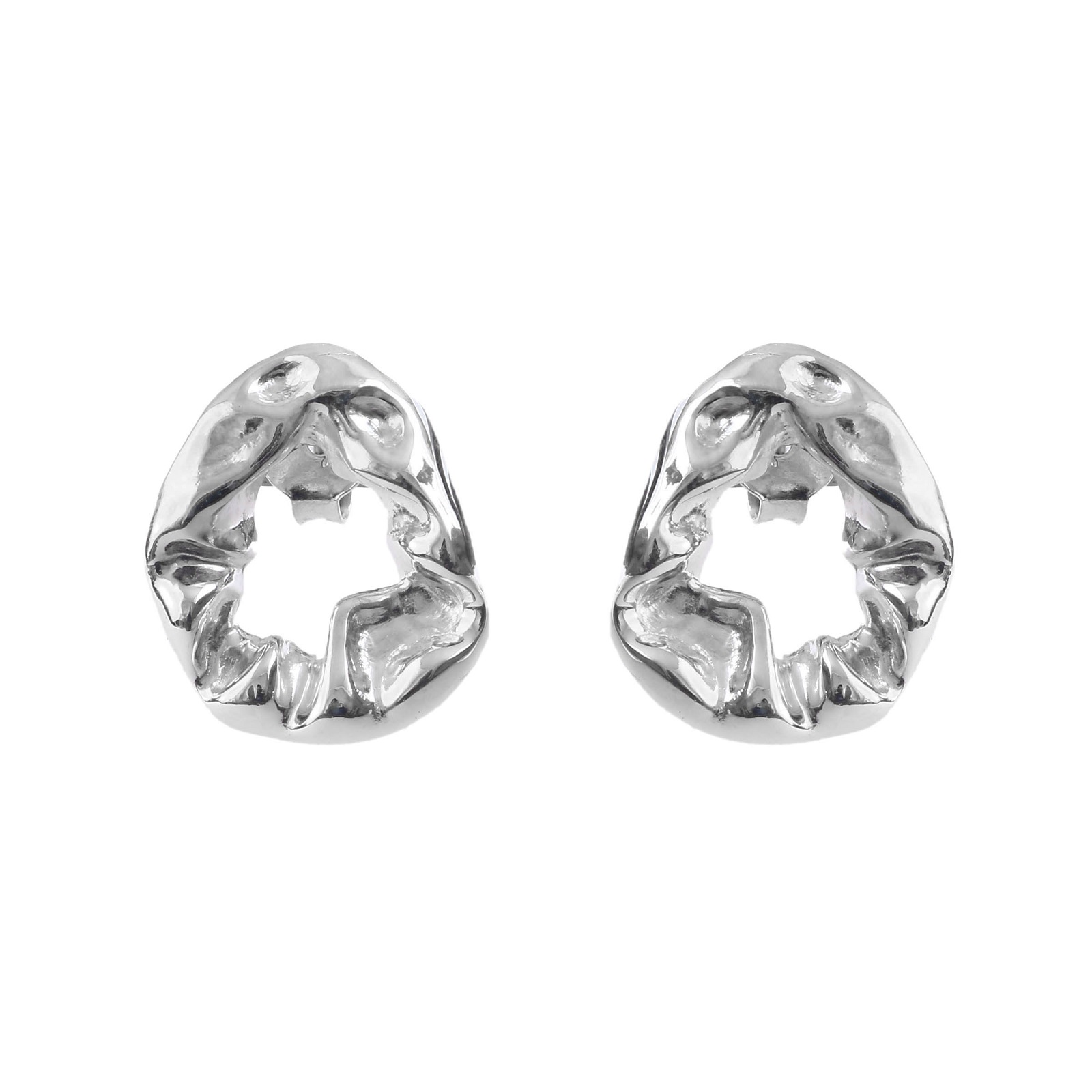 Women’s 925 Sterling Silver Crumple Texture Stud Earrings ...